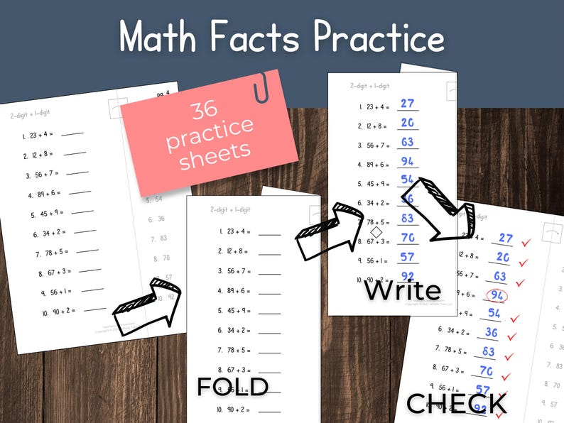 Independent Addition Facts Practice | Self-checking Math Worksheets ...