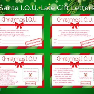 Late Gift Letter, Santa IOU, Arriving Late, IOU Slips, Christmas Iou ...