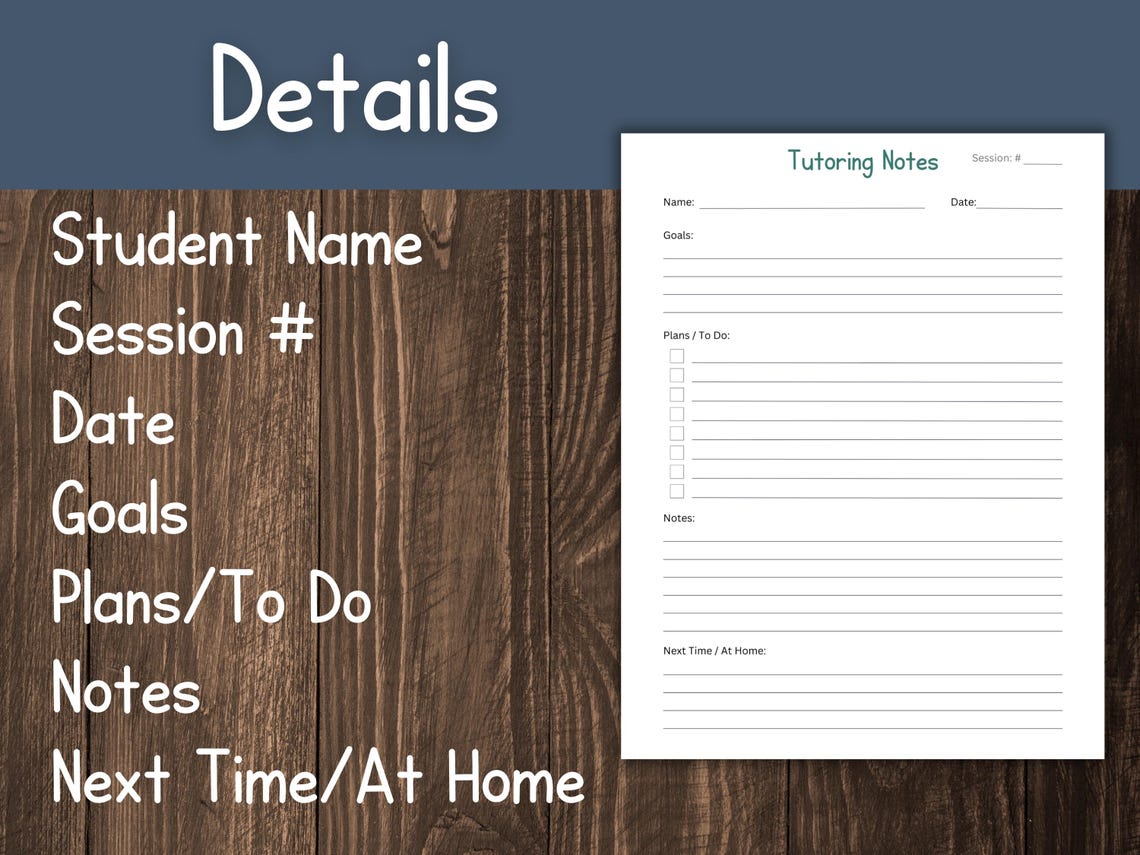 Tutoring Notes & Plans, Tutoring Planner, Note Taking for Tutors ...