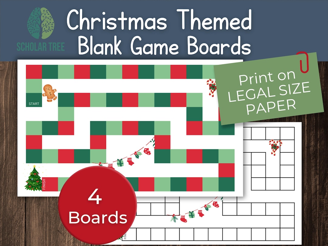 Christmas Themed Blank Game Boards | Holiday Board Game Printable ...