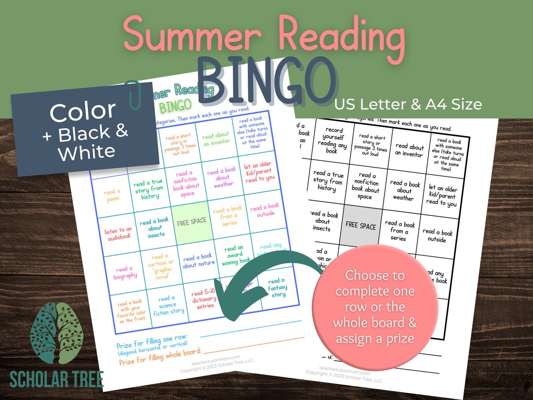 Summer Reading Bingo Game, School Slide, Reading Help, Digital Download ...