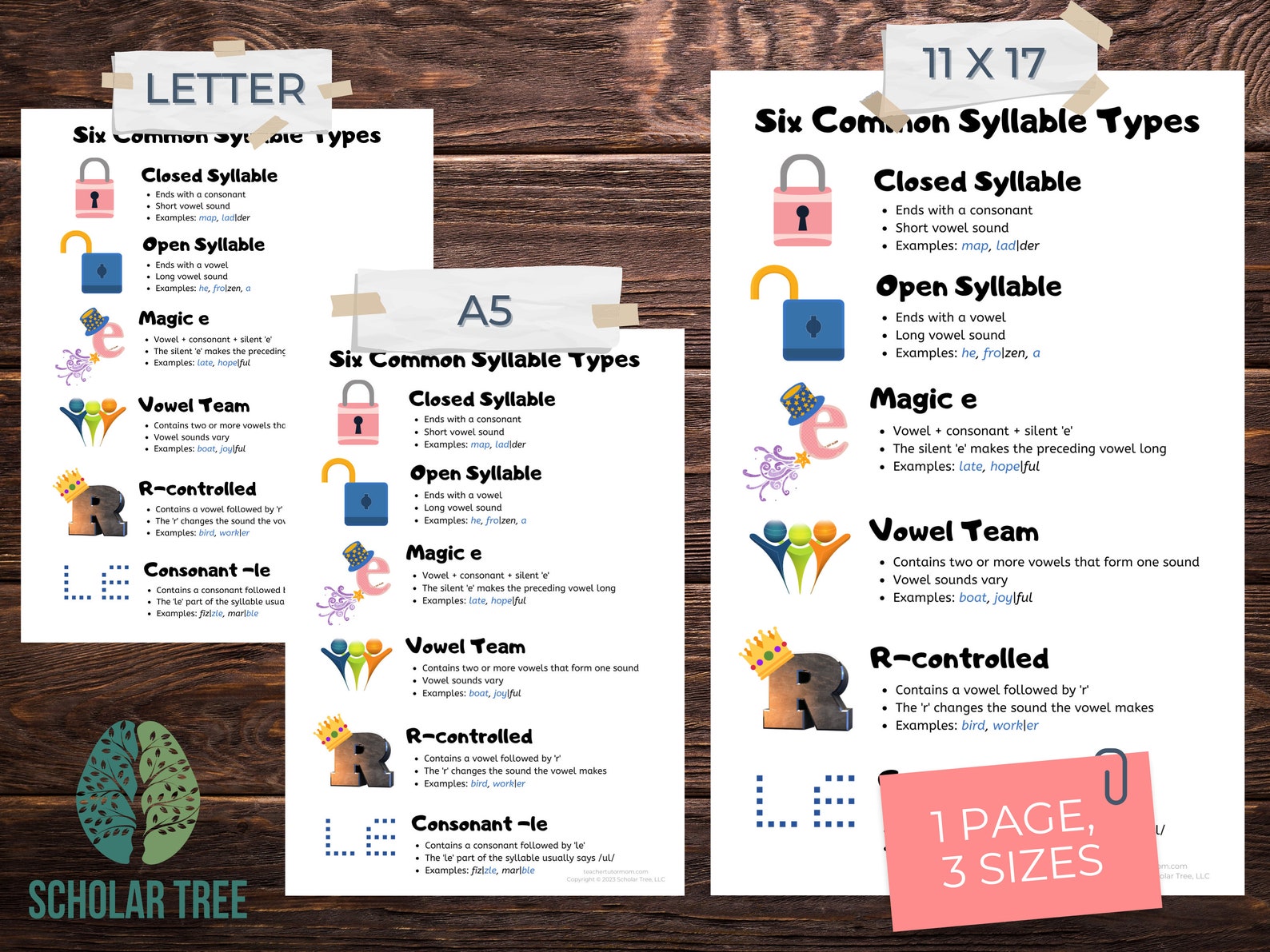 6 Syllable Types Poster, Phonics Printable, Reading Help, Digital PDF ...