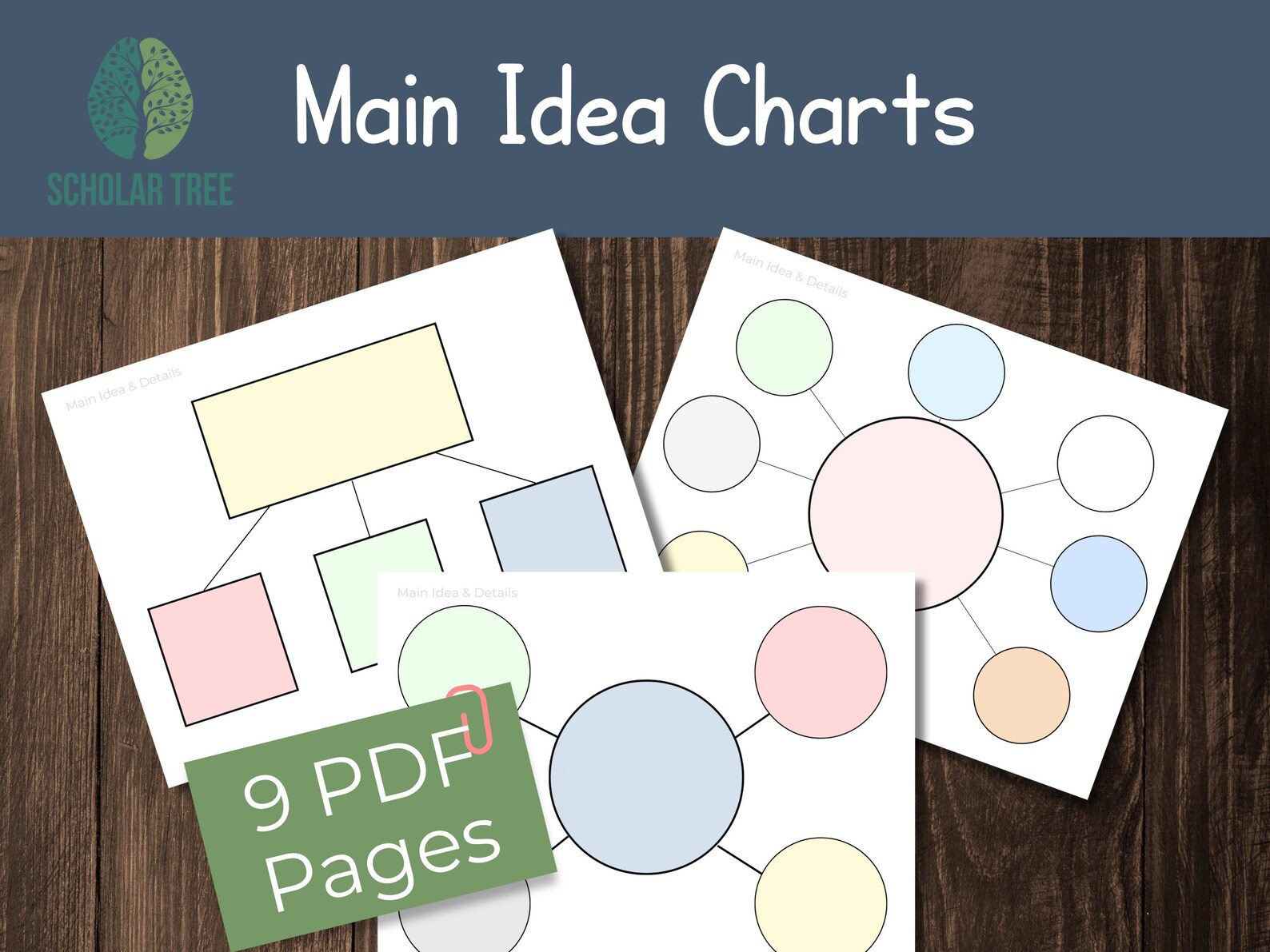 Main Idea Charts, Graphic Organizer, Reading Comprehension, Printable ...