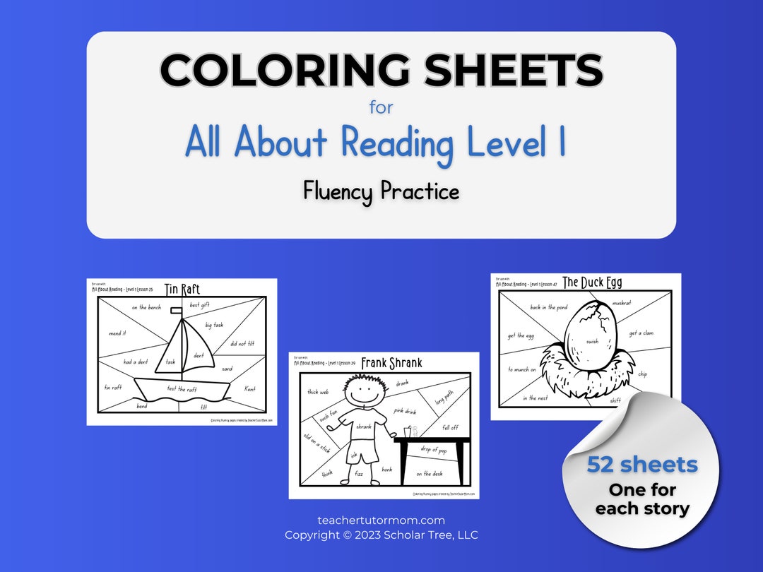 AAR Level 1 add-on Fluency Coloring Sheets Printable - Etsy