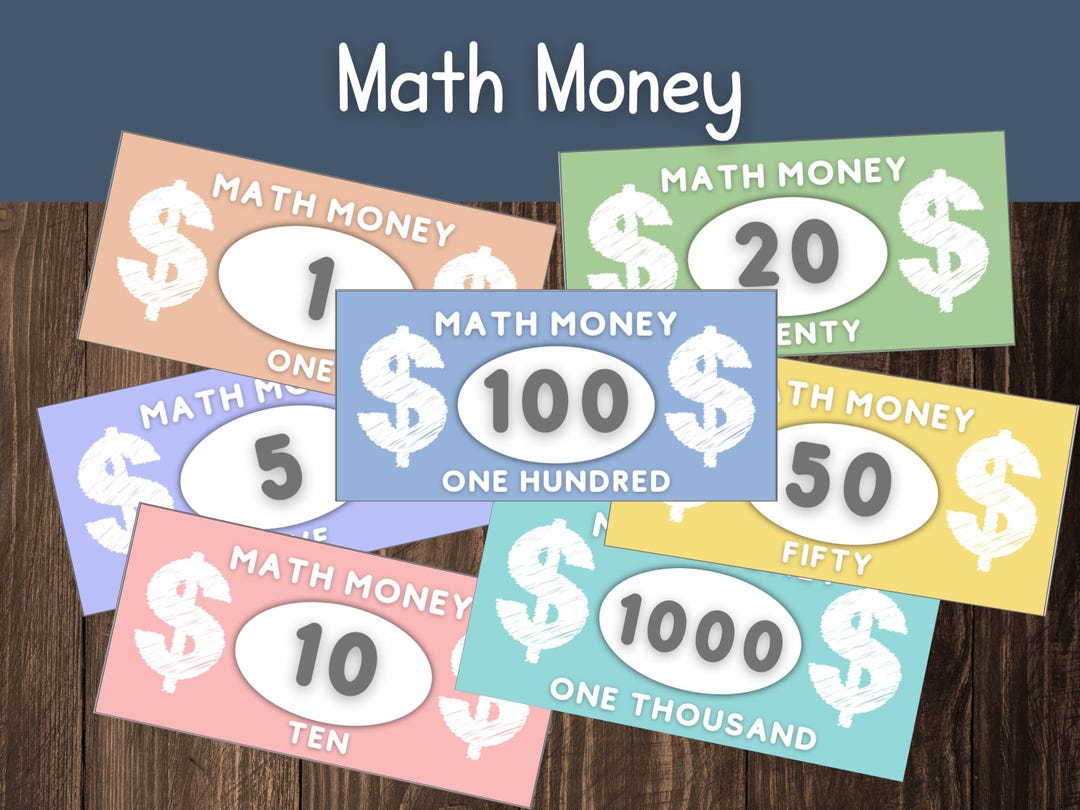 Math Money for Teaching or Play | Includes the Following: 1s, 5s, 10s ...