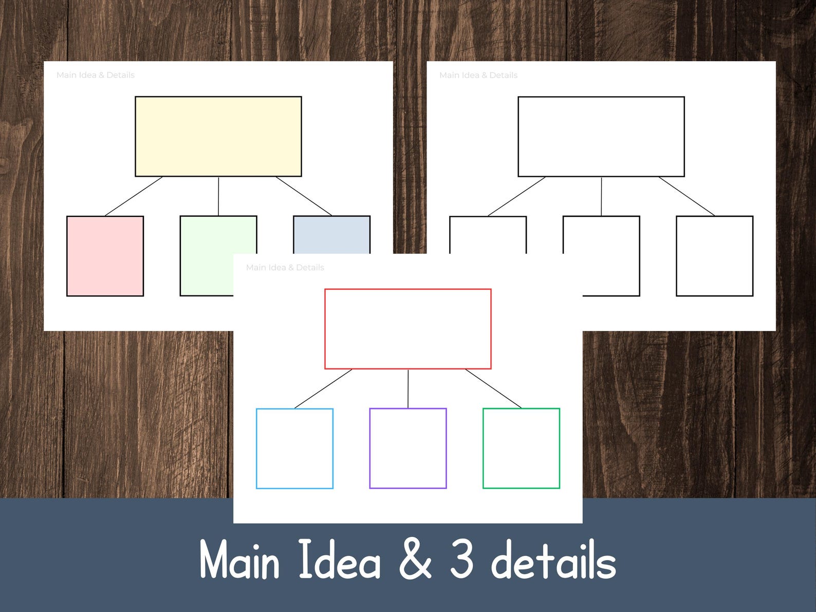 Main Idea Charts, Graphic Organizer, Reading Comprehension, Printable ...
