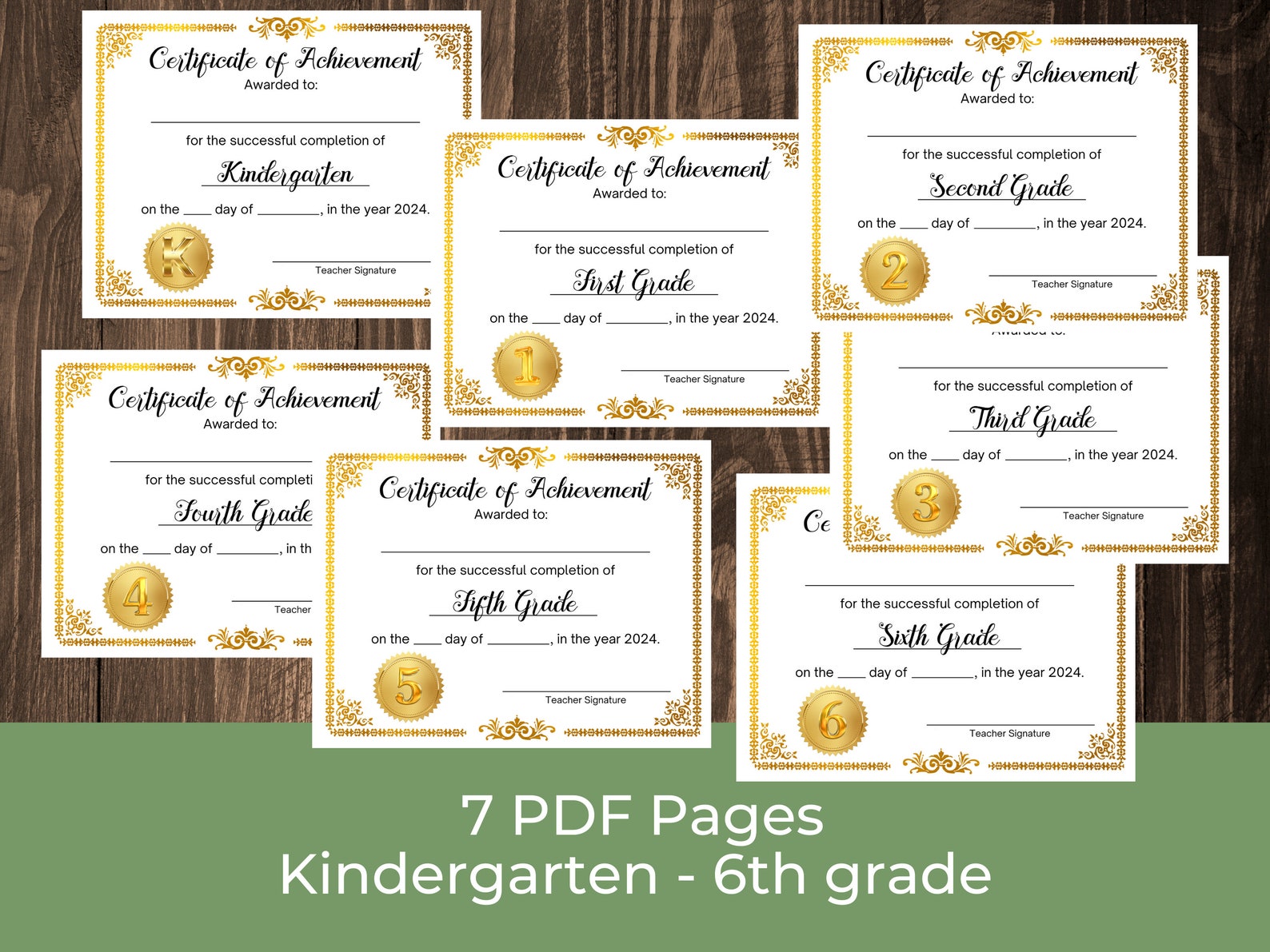 End of School Year Certificate of Achievement for Grades K-6, 7 ...