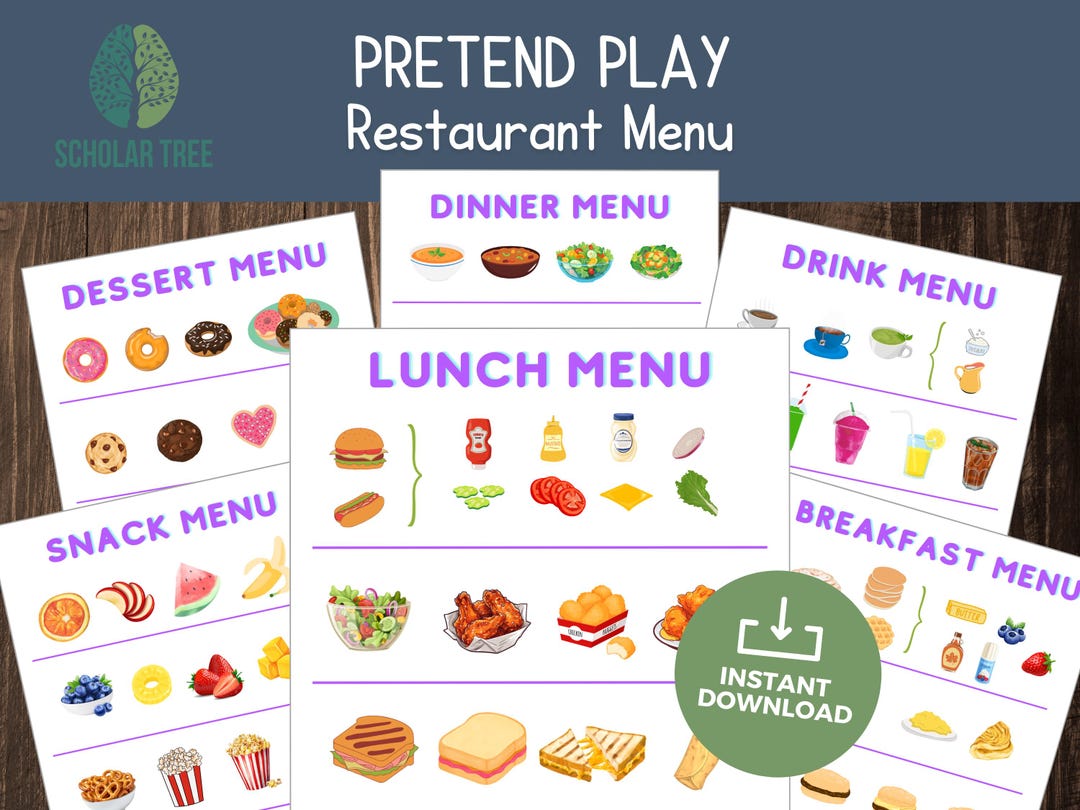 Pretend Play Restaurant Menu: Wordless Picture Menu (digital Download ...