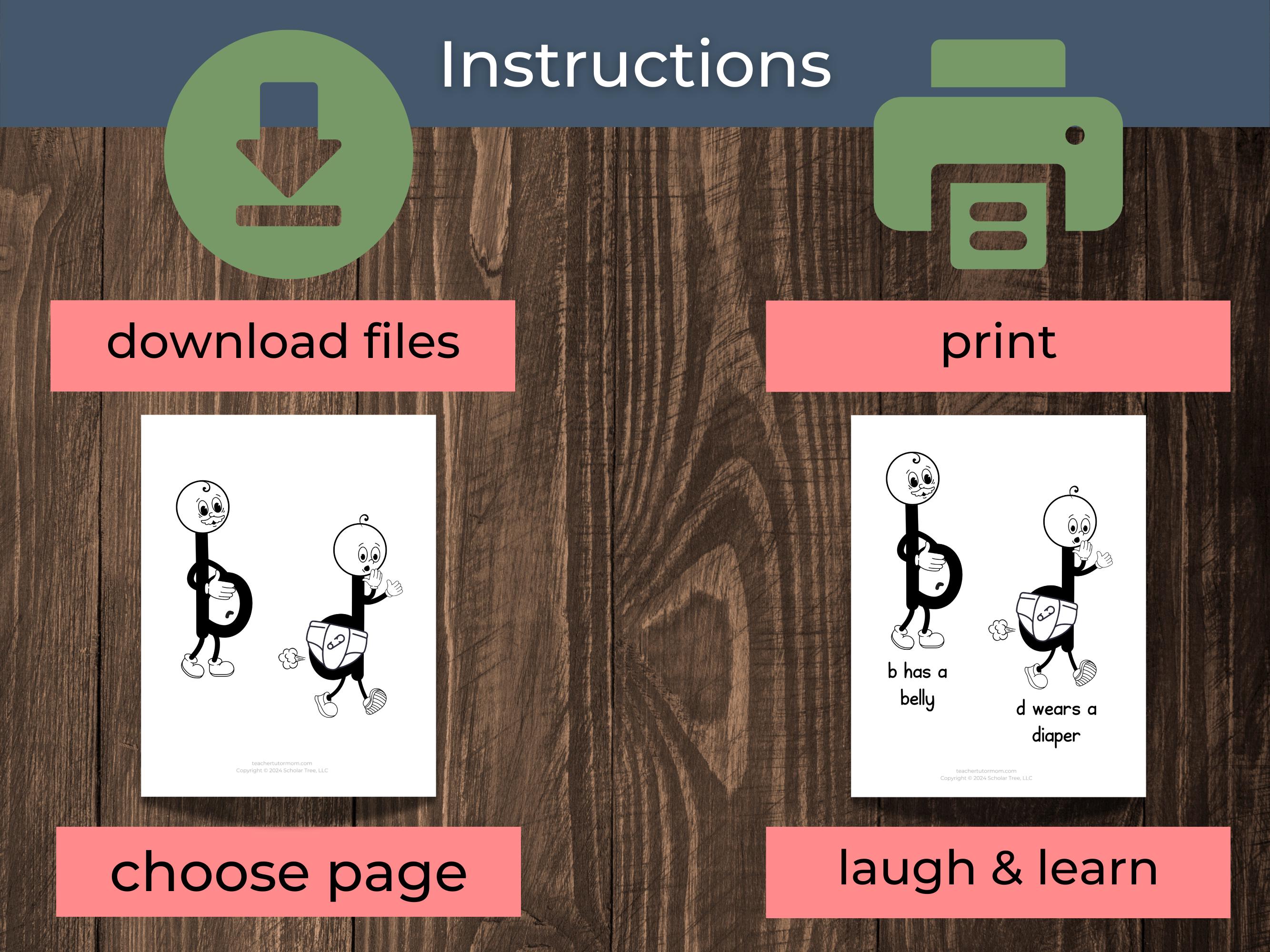Lowercase B and D Printable Poster for Letter Reversal Confusion ...