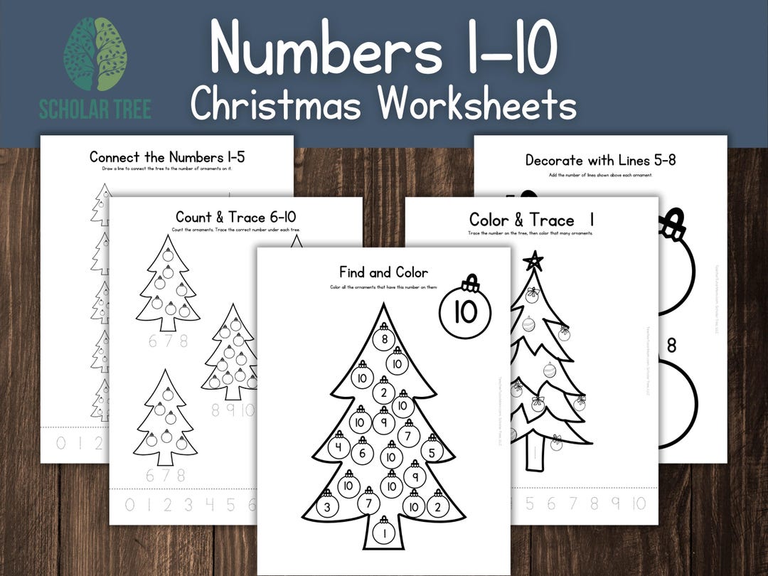 Christmas Ornament Math Worksheets | Counting & Number Writing Practice ...