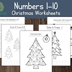 Christmas Ornament Math Worksheets | Counting & Number Writing Practice ...