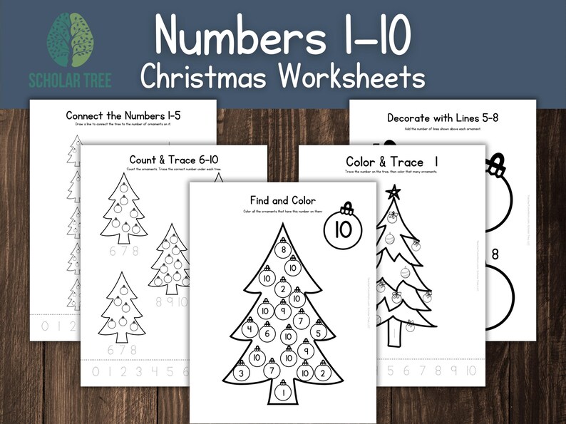 Christmas Ornament Math Worksheets | Counting & Number Writing Practice ...