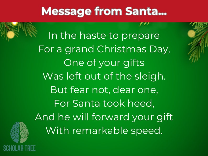 Late Gift Letter, Santa IOU, Arriving Late, IOU Slips, Christmas Iou ...