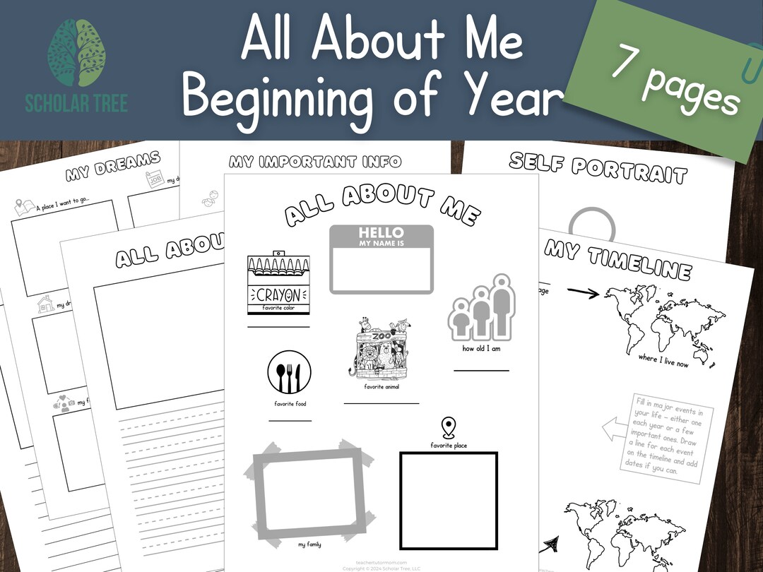 All About Me Beginning of Year Activity Pages, 7 PDF Pages, Get to Know ...