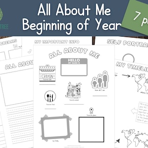 All About Me Beginning of Year Activity Pages, 7 PDF Pages, Get to Know ...