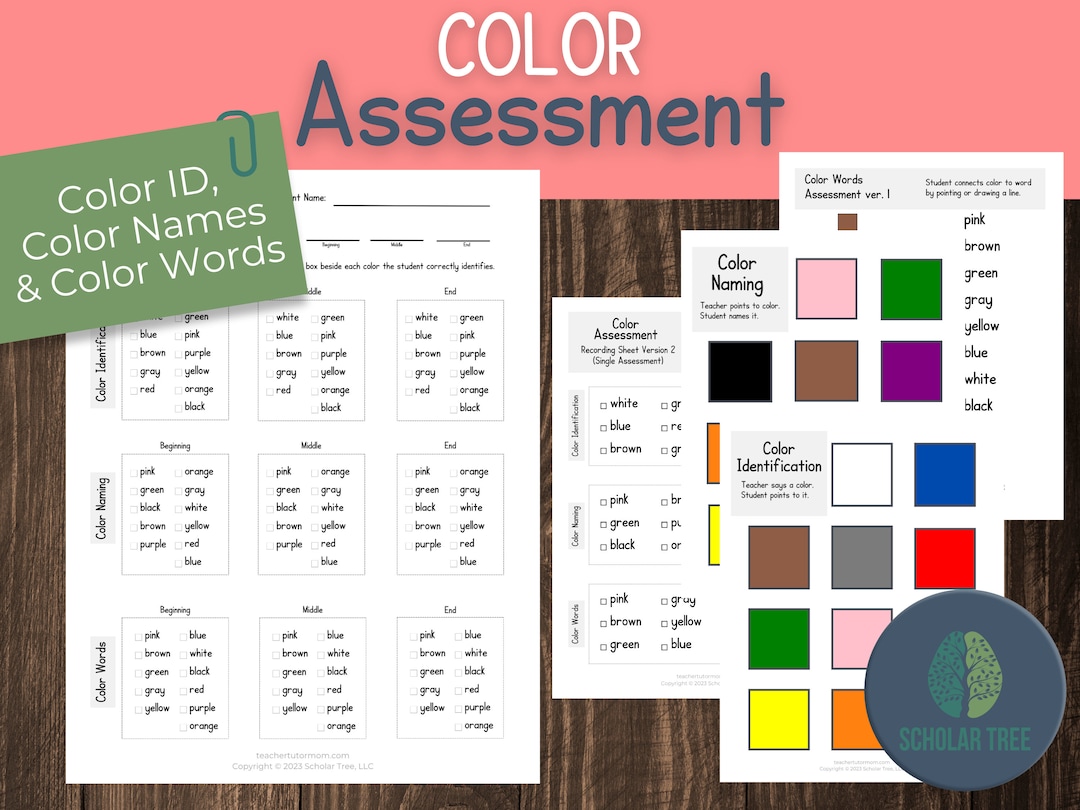 Preschool & Kindergarten Colors Assessment Review of Colors With Color ...
