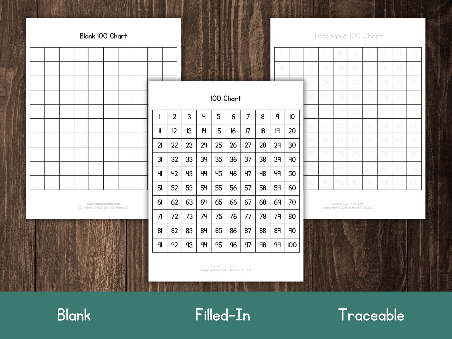 100's Chart Printable Pack: Math Worksheets for Skip Counting (PDF ...
