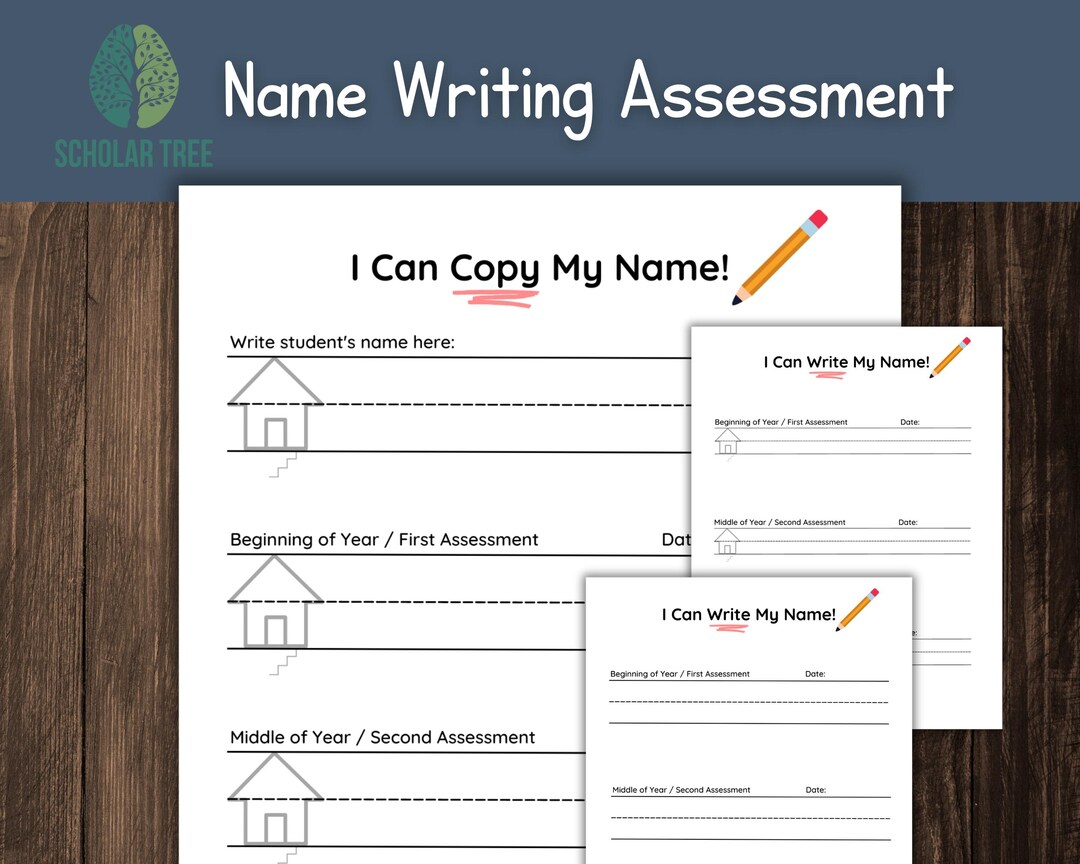 Beginning Middle End of Year Name Writing Assessment for Prek-1st Grade ...