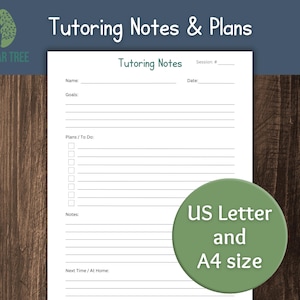 Tutoring Notes & Plans, Tutoring Planner, Note Taking for Tutors ...