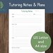 Tutoring Notes & Plans, Tutoring Planner, Note Taking for Tutors ...
