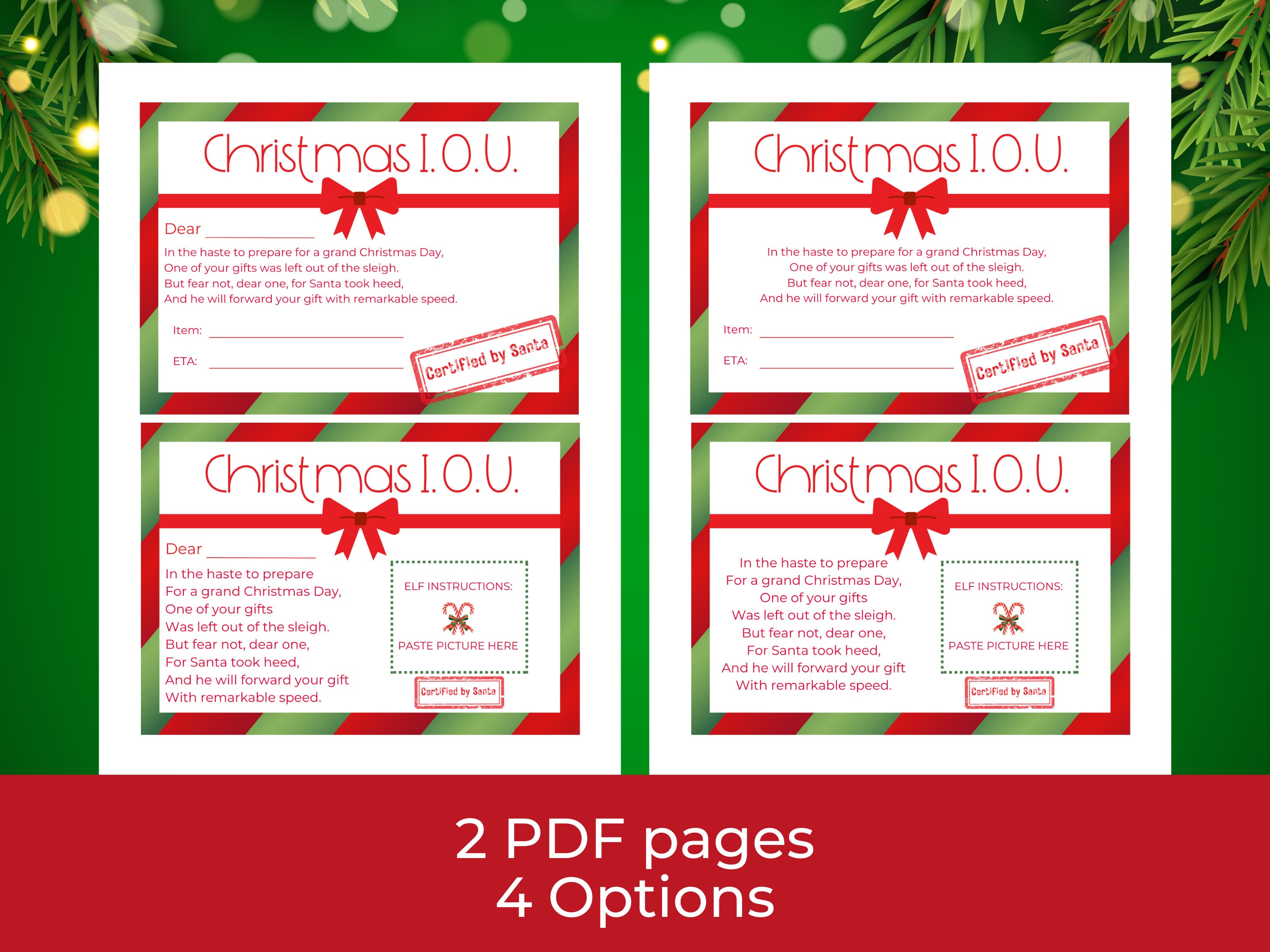 Late Gift Letter From Santa IOU Note for Missing Christmas Gift - Etsy