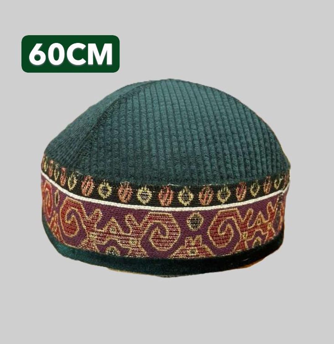 Uzbek Syr Darya Emerald Green Corduroy Traditional Hat Skullcap Doppa ...