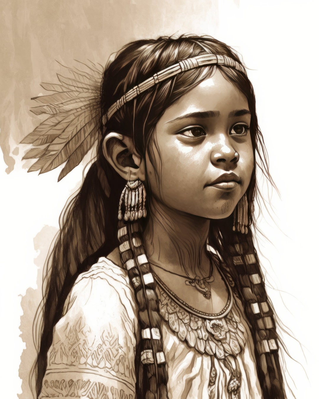 Aztec Girl Digital Print - Etsy