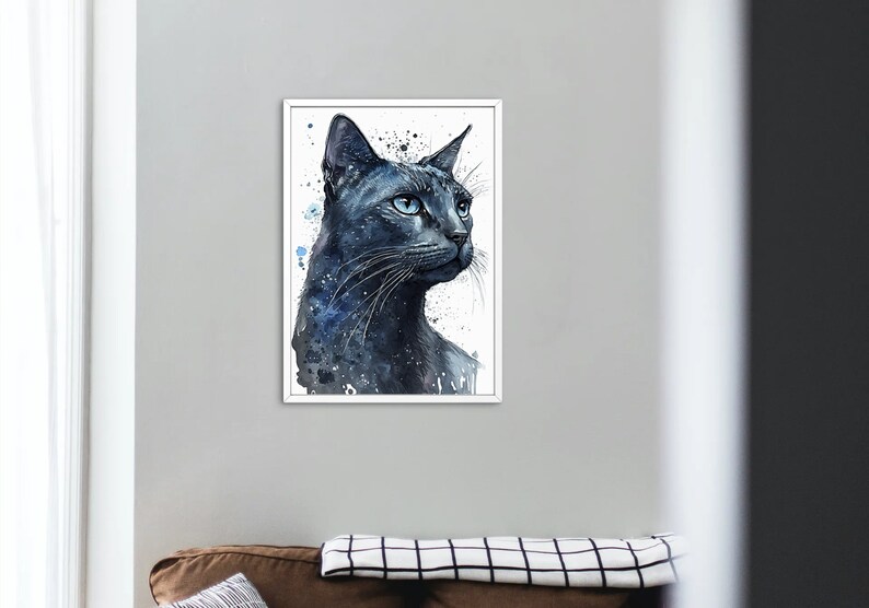 Indigo Cat Digital Print - Etsy