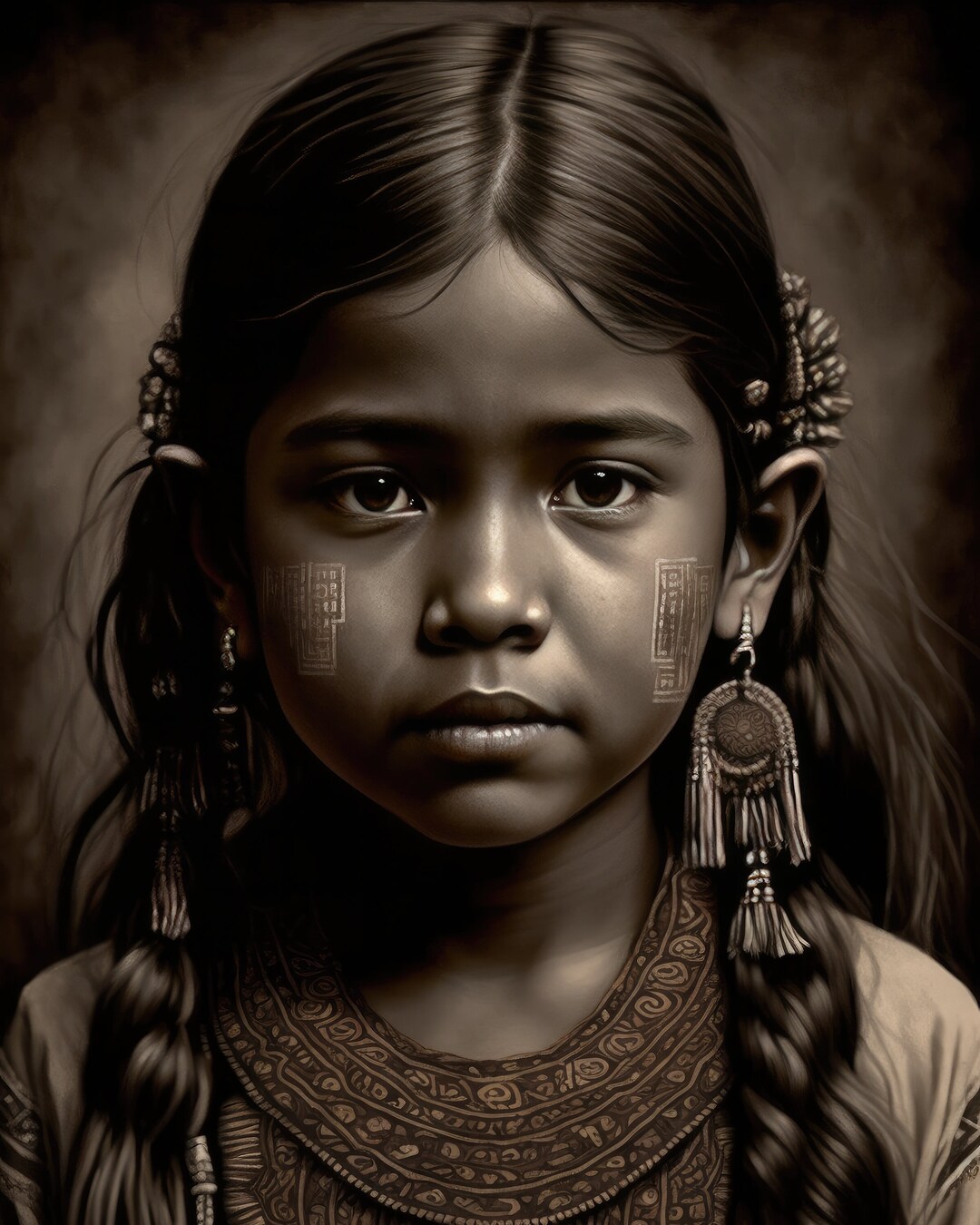 Aztec Girl Digital Print - Etsy