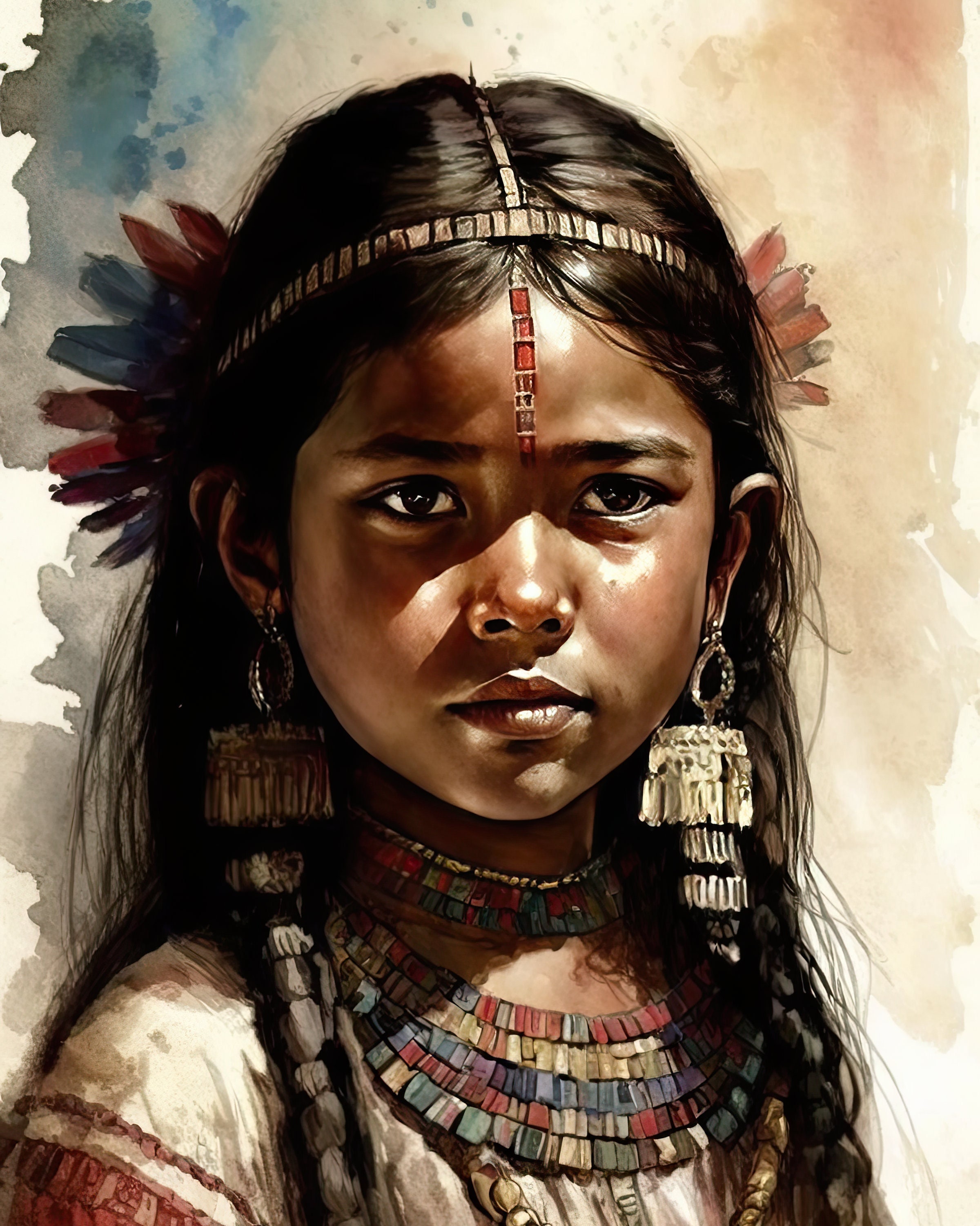 Aztec Girl Digital Print Etsy