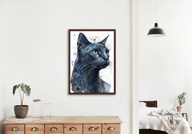 Indigo Cat Digital Print - Etsy