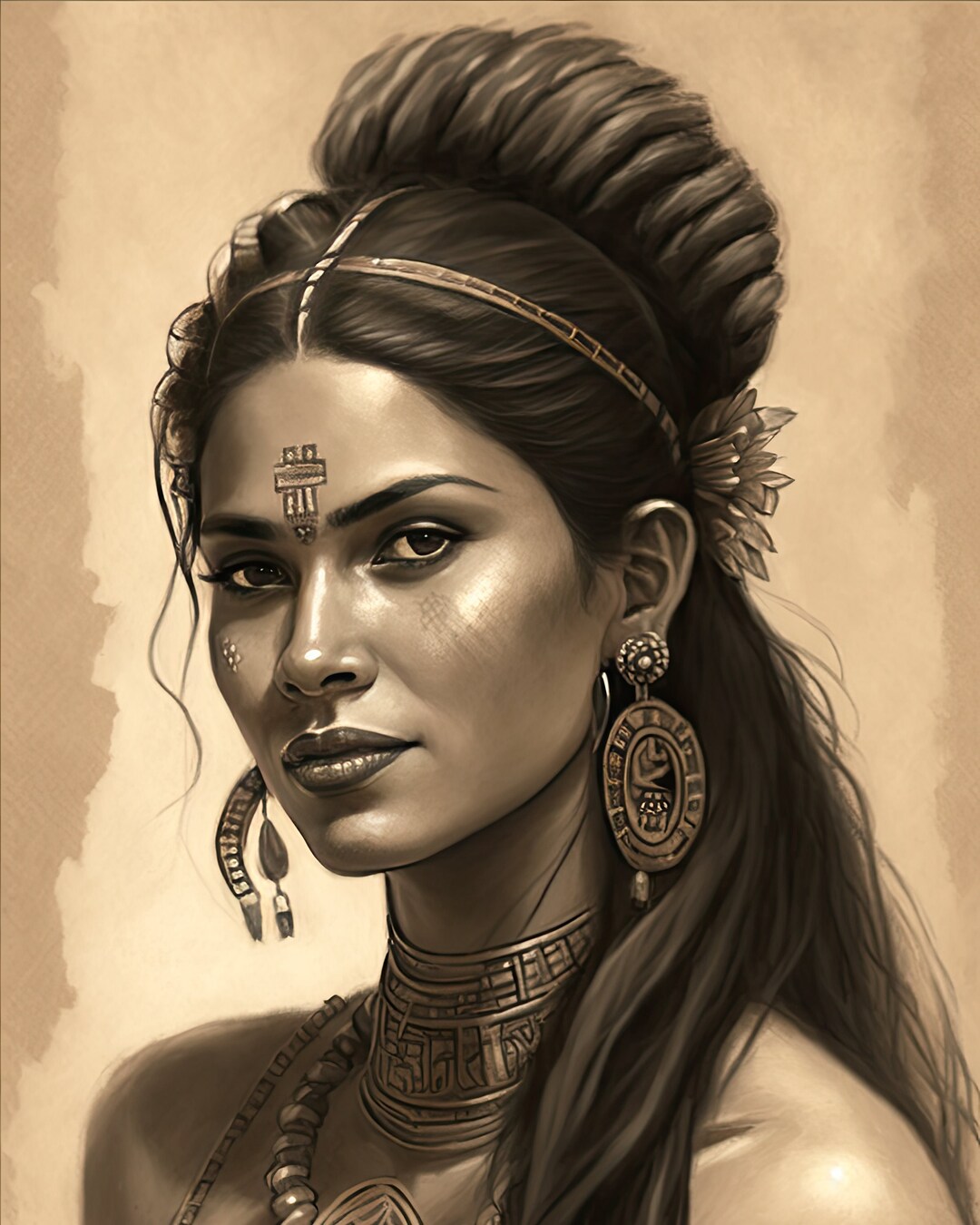Aztec Woman Digital Print - Etsy