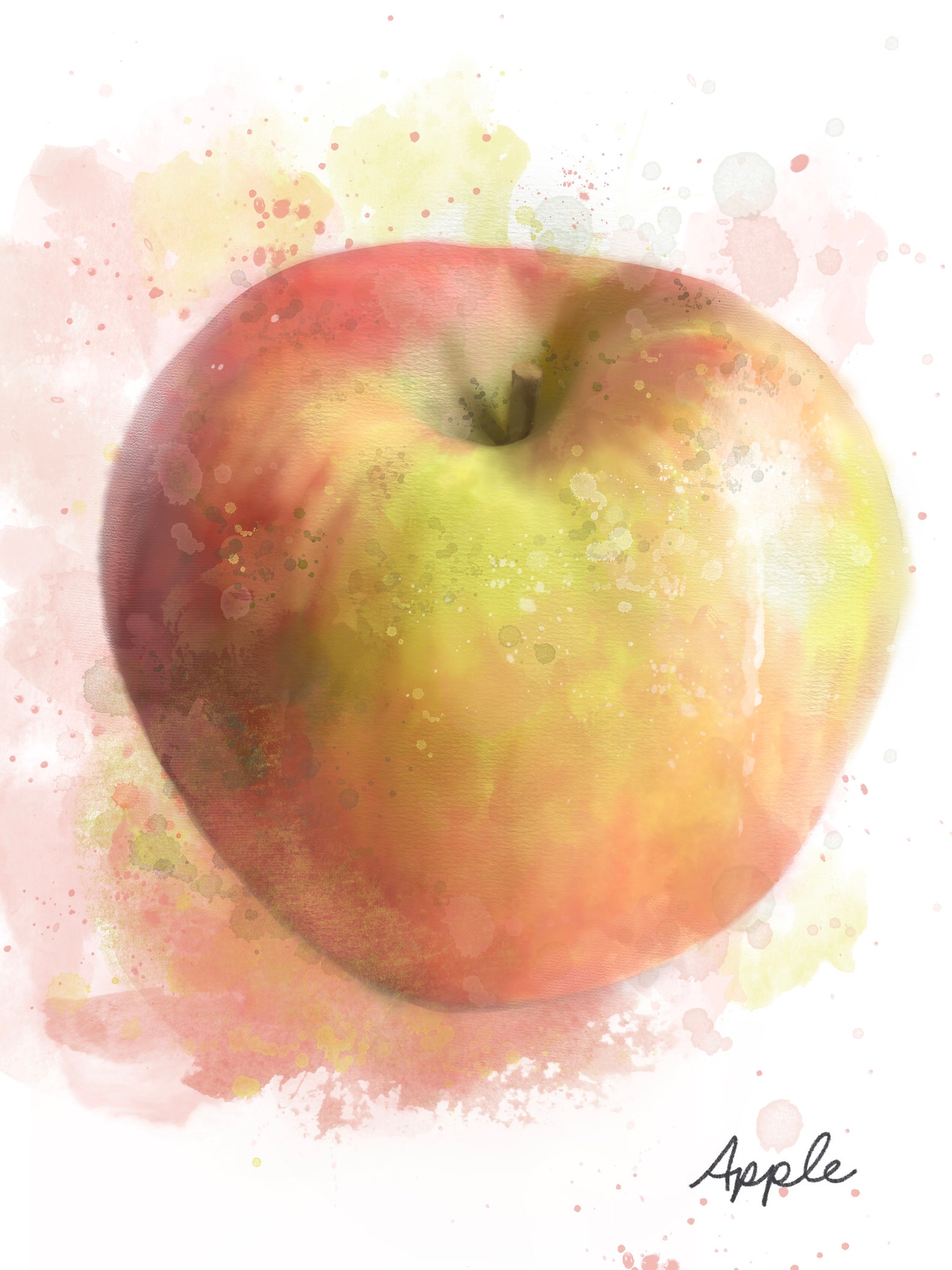Apple, Digital Watercolor Print - Unframed - Etsy