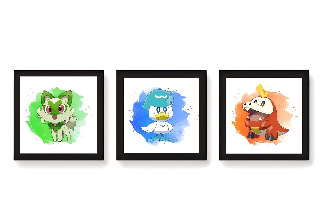 Poke Animals Wall Art Set of Gen9 Starters , Wall Decor, Birthday Gift ...