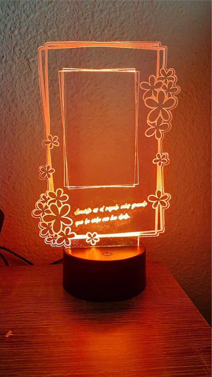 Personalized Acrylic LED Light Photo Frame With Floral Design Custom ...
