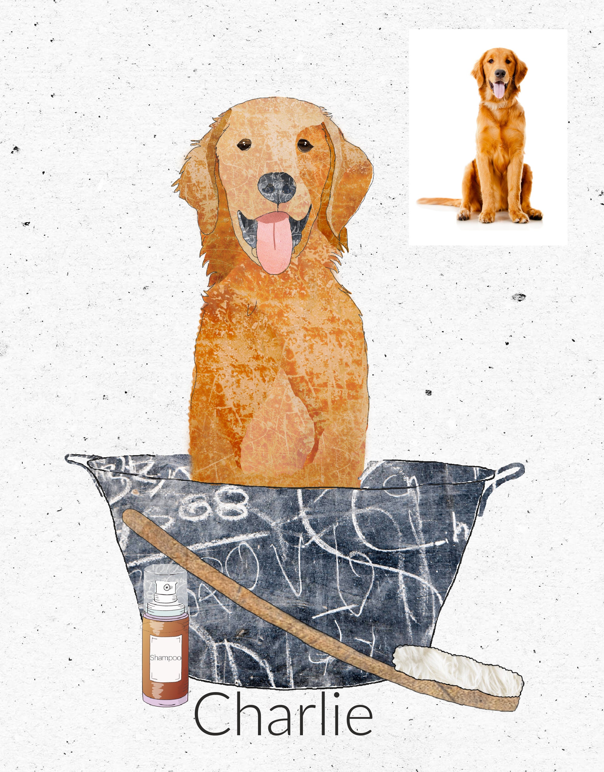 Bath Time Theme, Pet Portrait digital Download Print & Frame, or Create ...