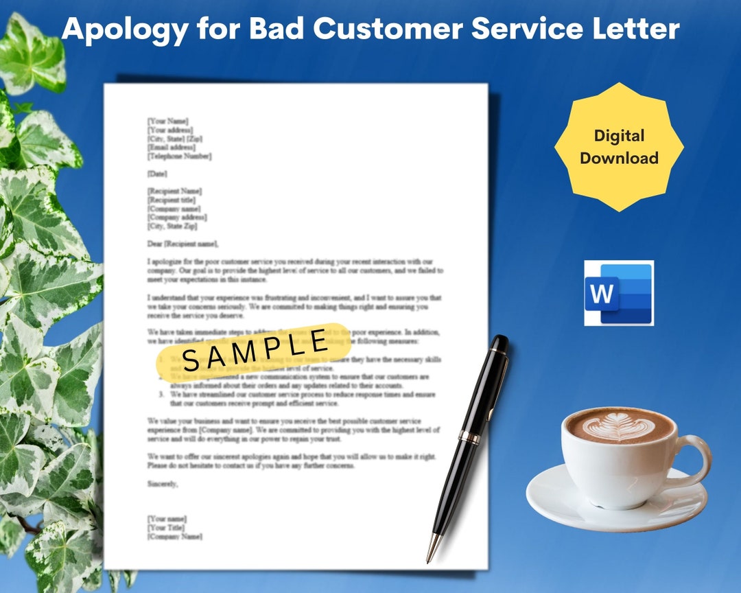 Customizable Apology for Bad Customer Service Letter Template in ...