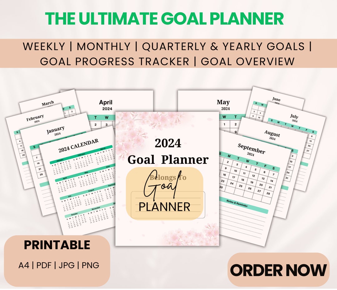 Printable Goal Planner 2024 Goals Tracker Daily Weekly Monthly Goals ...
