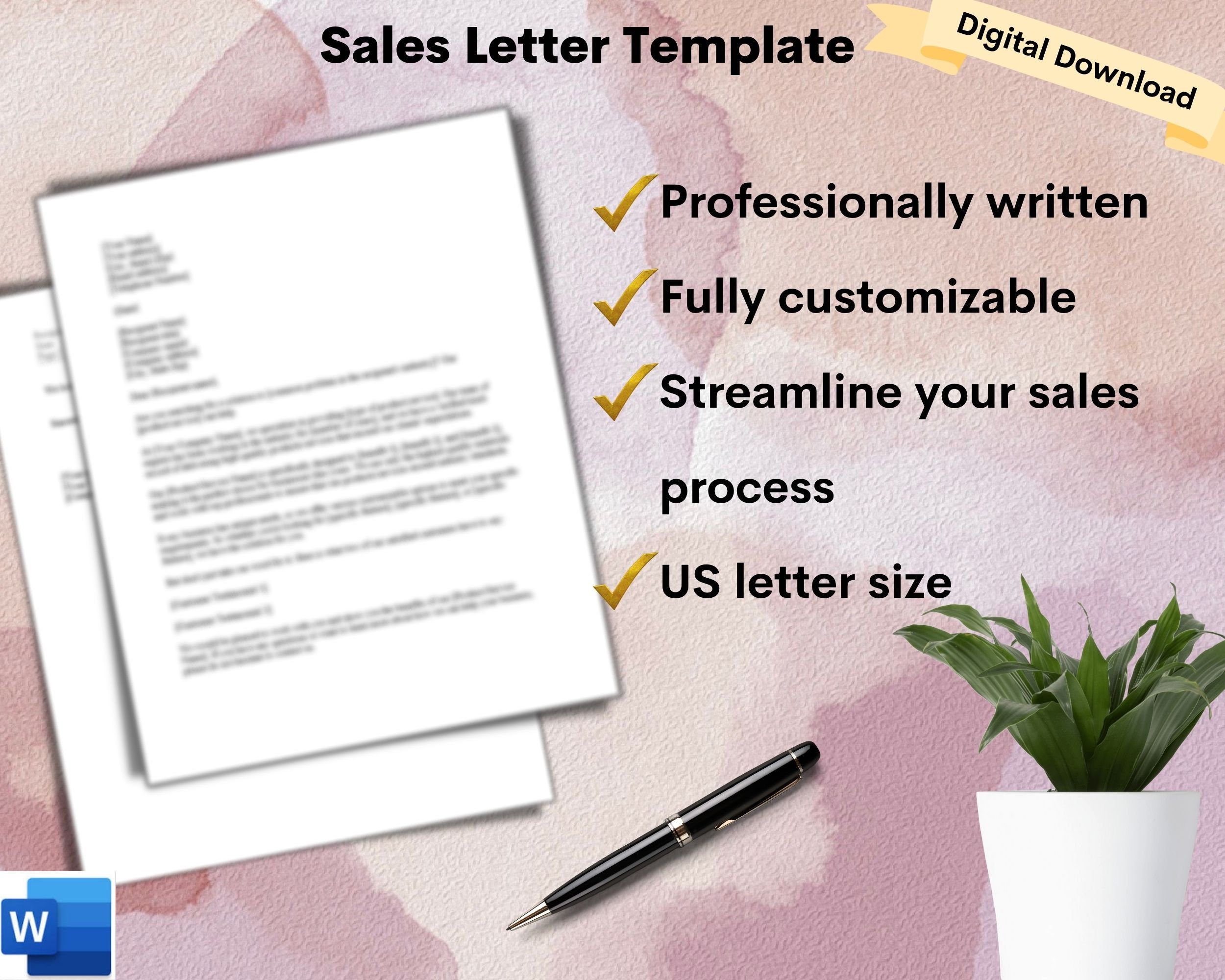 Sales Follow-up Letter Template in Microsoft Word, Customizable Sales ...