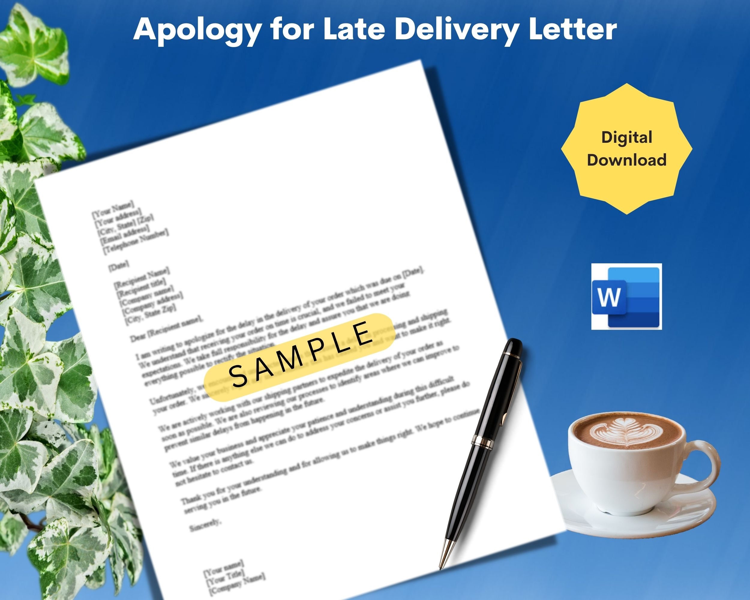 Customizable Business Apology Letter for Late Delivery - Etsy