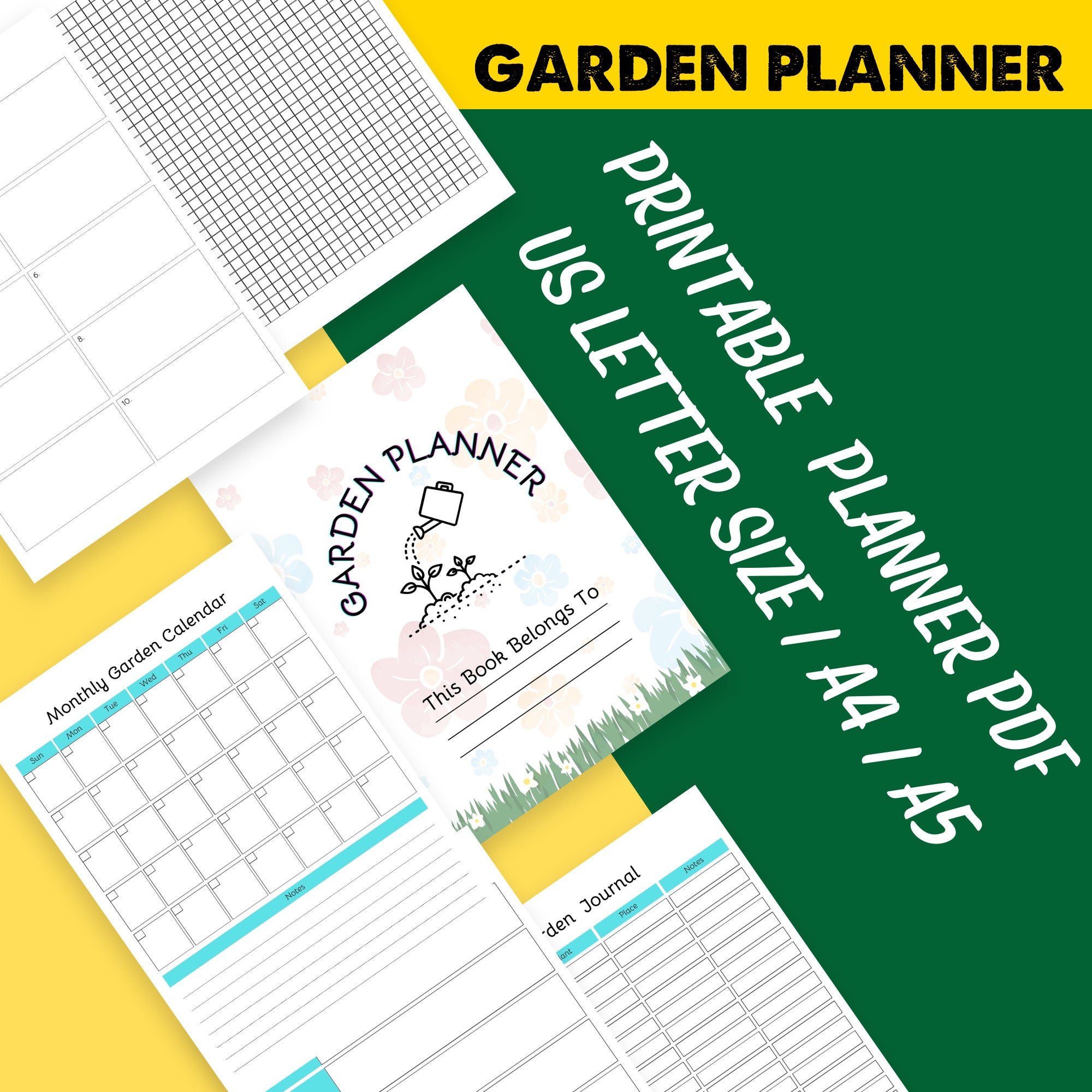Garden Planner, Printable PDF Us Letter Size, A5, A4, 30 Pages ...