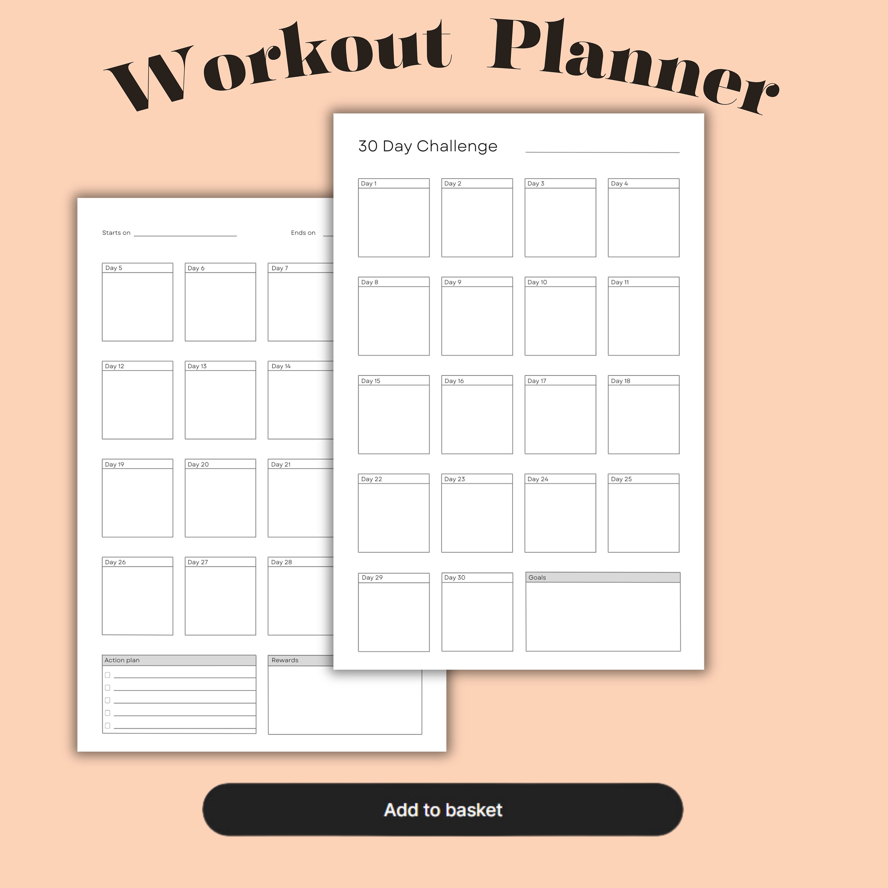 Printable Workout Planner, Daily Exercise Log, Weekly Fitness Journal ...