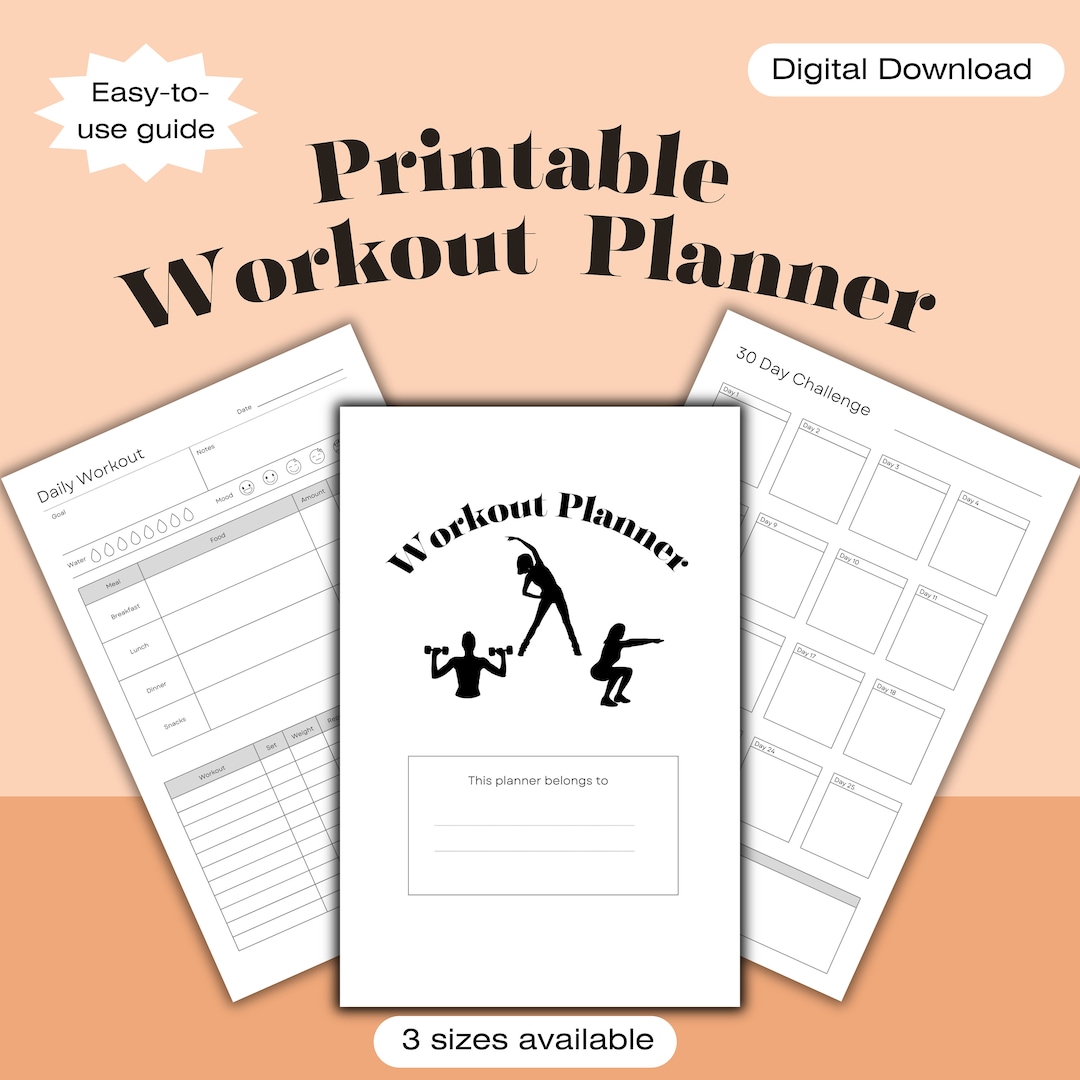Printable Workout Planner, Daily Exercise Log, Weekly Fitness Journal ...