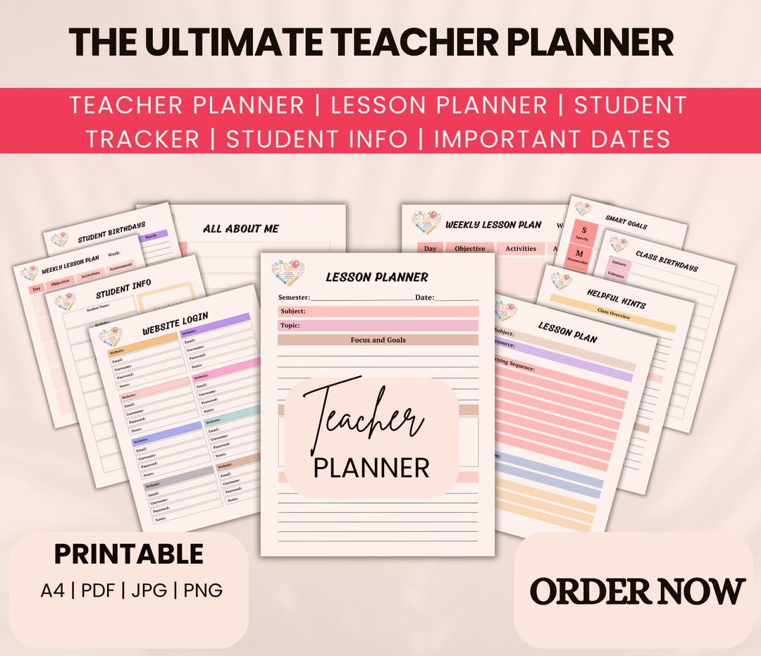 Teacher Digital Planner 2024, Printable Teacher Planner, 69 Pages ...