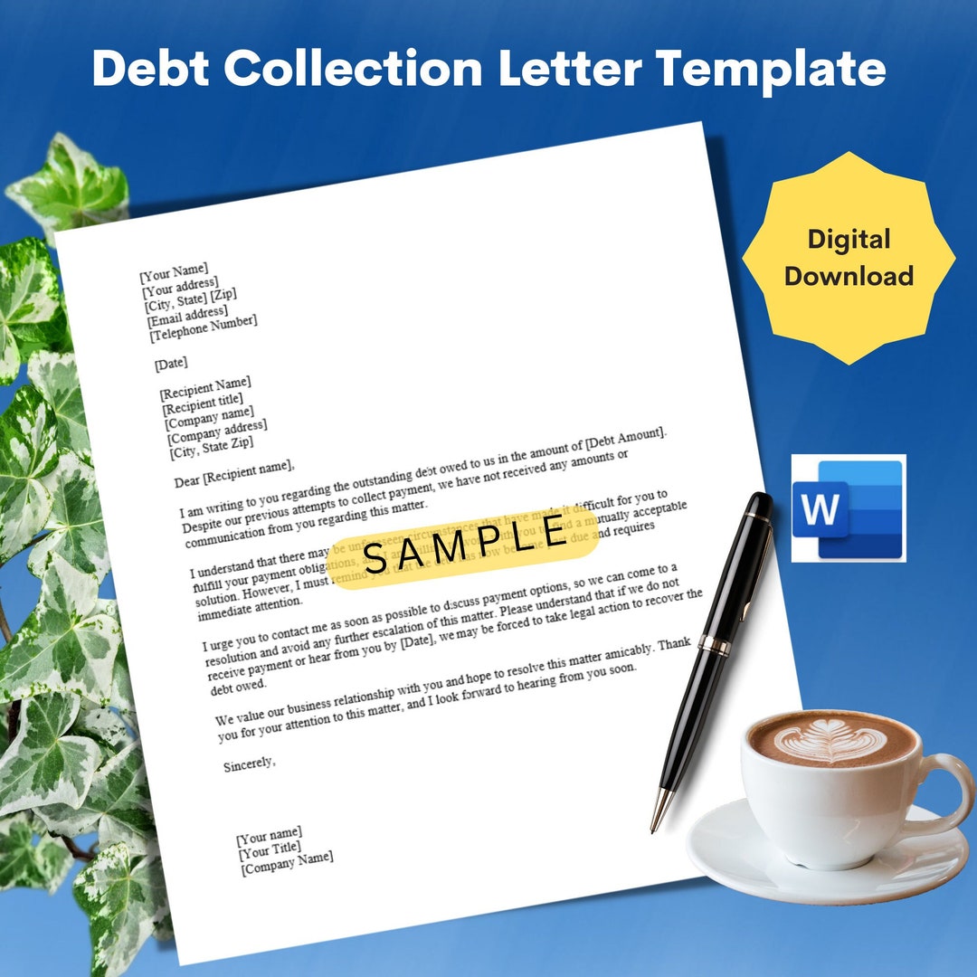 Plantilla de carta de cobro de deuda personalizable escrito - Etsy México