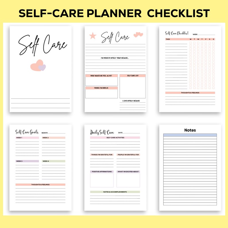 Self-care Checklist Planner Printable Planner 09 Pages Planner ...
