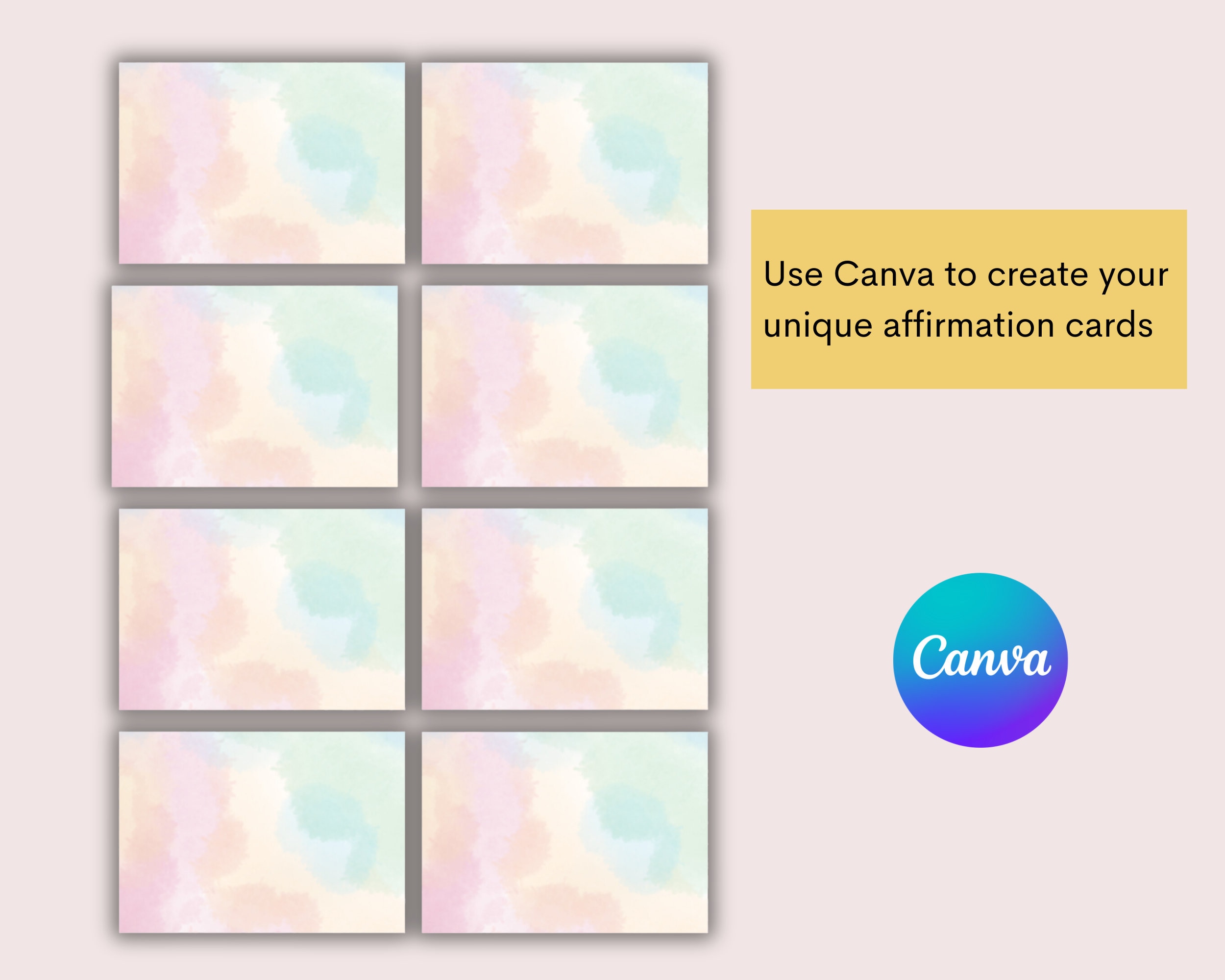 Blank Affirmation Cards, Printable Cards, Digital Download, Edit in ...