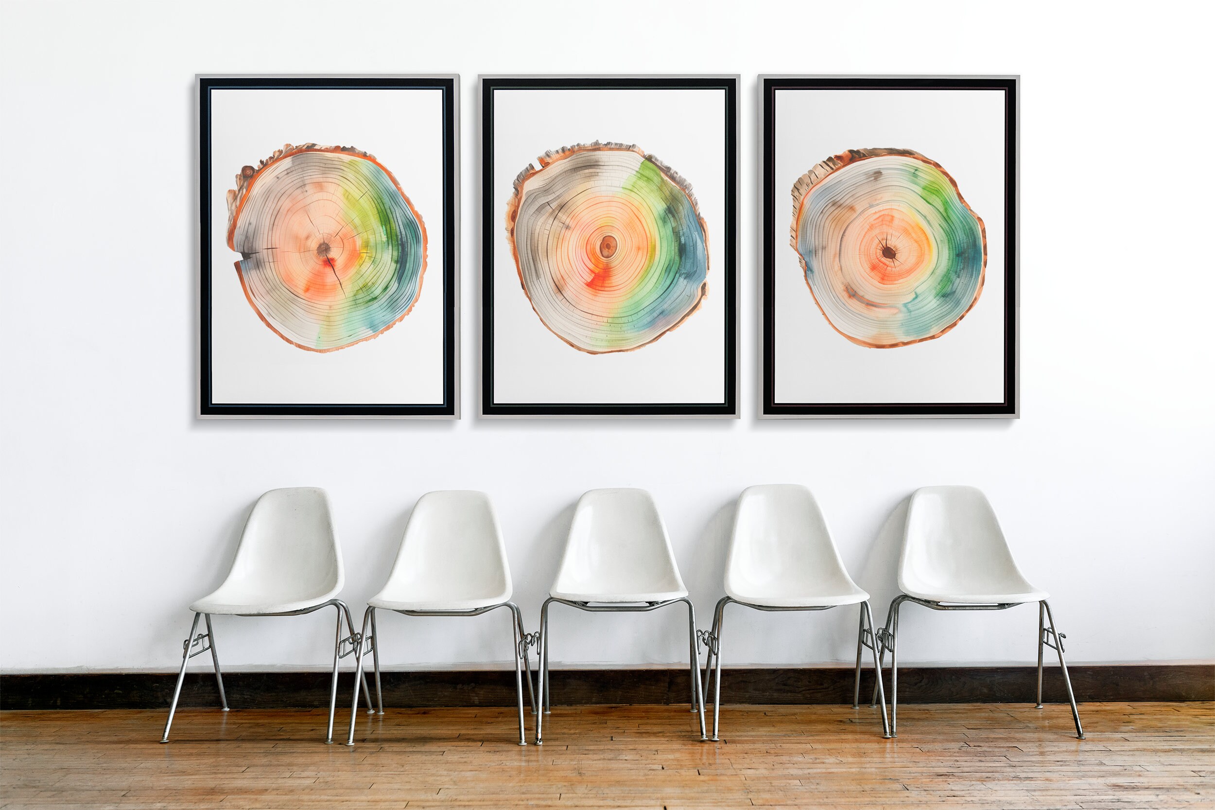 Tree Ring Wall Art in a Set of 4 to Be Downloaded and Printed. - Etsy