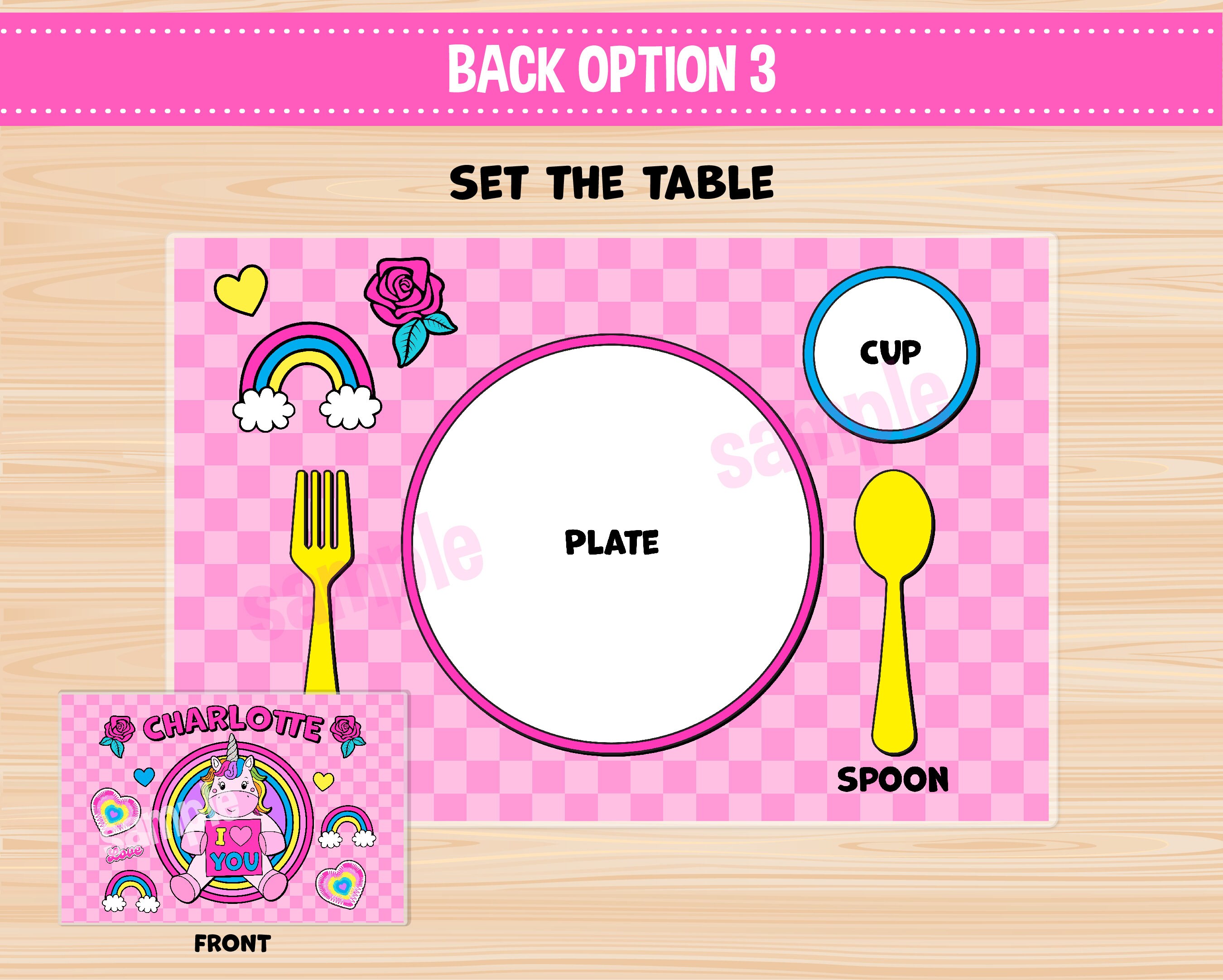 Custom Personalized Unicorn Placemat Double Sided Laminated-kids ...