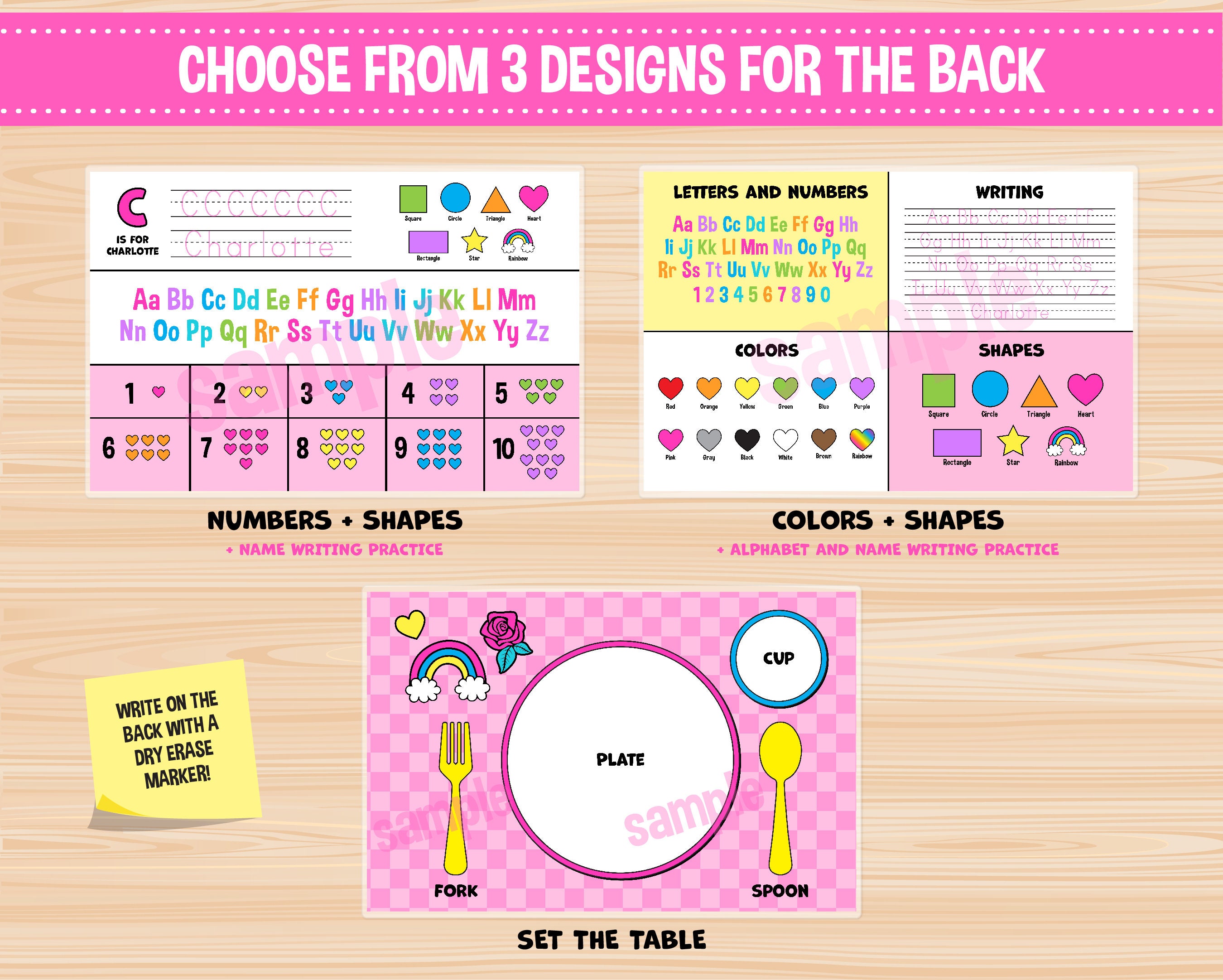 Custom Personalized Unicorn Placemat Double Sided Laminated-kids ...